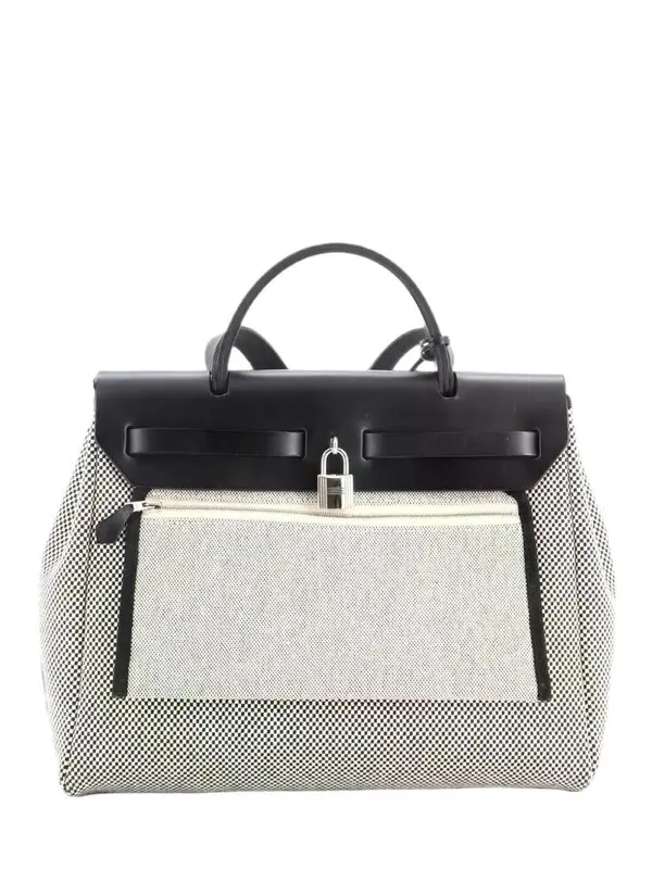 Hermès Herbag Zip Criss Viking Toile And Leather 31 Shoulder Bag - Black
