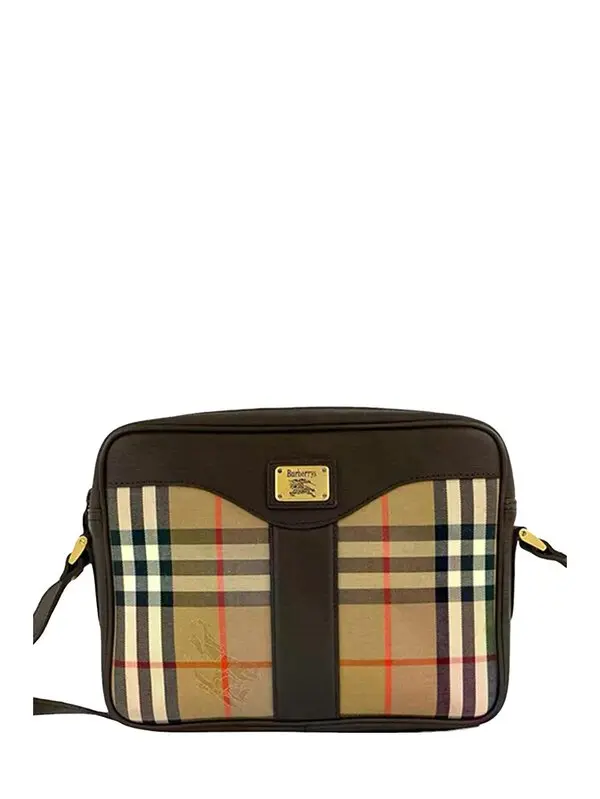 Burberry 20th Century Haymarket Check Canvas Crossbody Bag - Neutrals