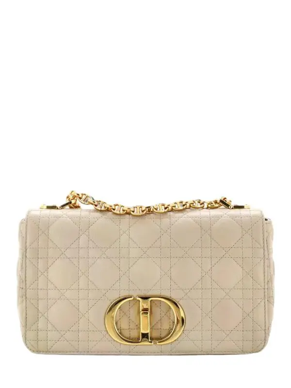 Dior Caro Bag Cannage Quilt Calfskin New Medium Shoulder Bag - Neutrals