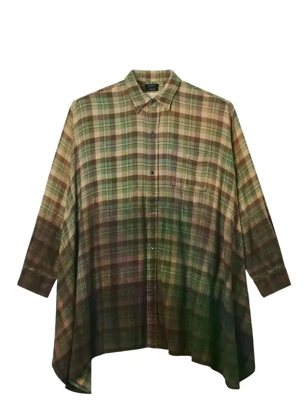 R13 Check-print Distressed-effect Shirt - Brown