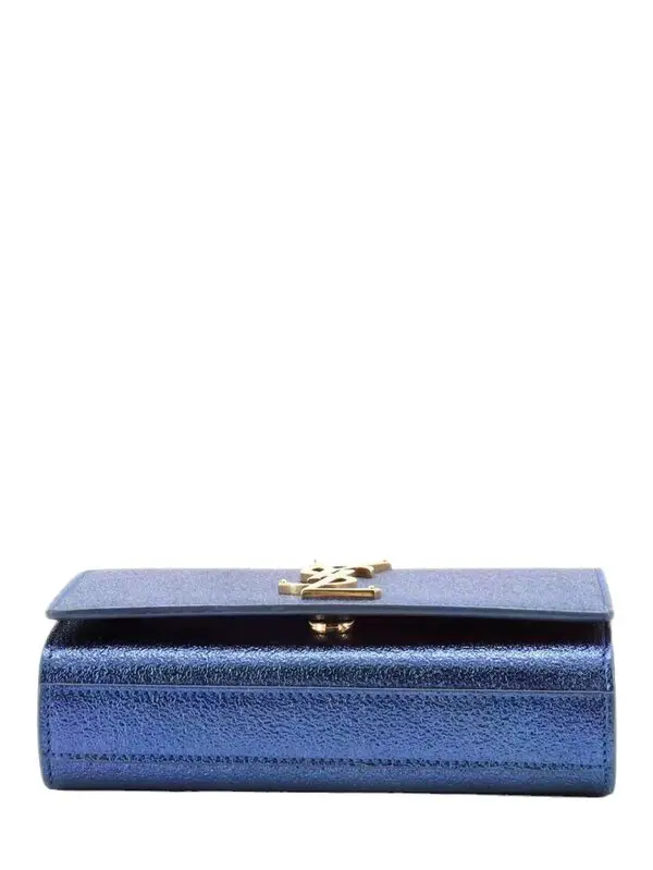 Saint Laurent Classic Monogram Glitter Leather Small Crossbody Bag - Blue
