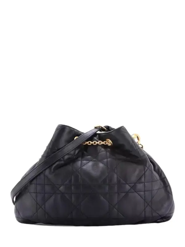 Dior Ammi Supple Bag Macrocannage Quilt Lambskin Large Bucket Bag - Black