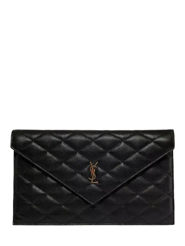 Saint Laurent Paris Pouch In Grain-de-poudre Leather - Black