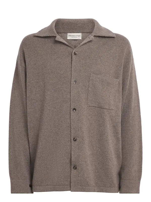 Johnstons Of Elgin Cashmere Tweel Overshirt - Brown