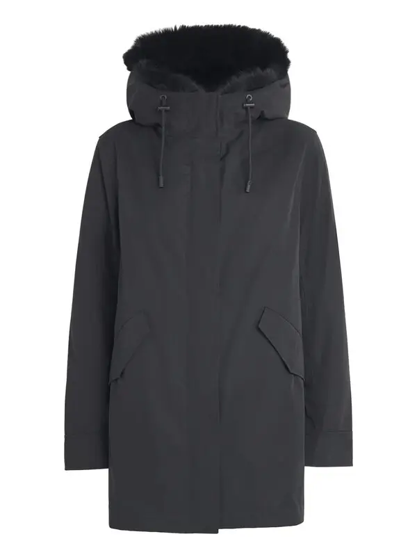 YVES SALOMON Down Fur-trim Technical Parka Coat - Black