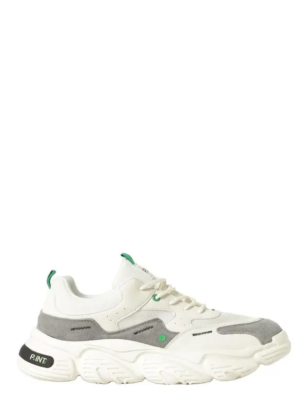POINT3 Big Bang Low-top Leather And Mesh Sneakers With Chunky Sole - White