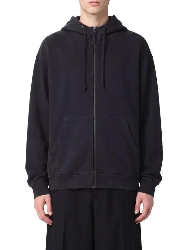 MAISON MARGIELA Relaxed Fit Zipped Cotton Hoodie With Numeric Logo - Black