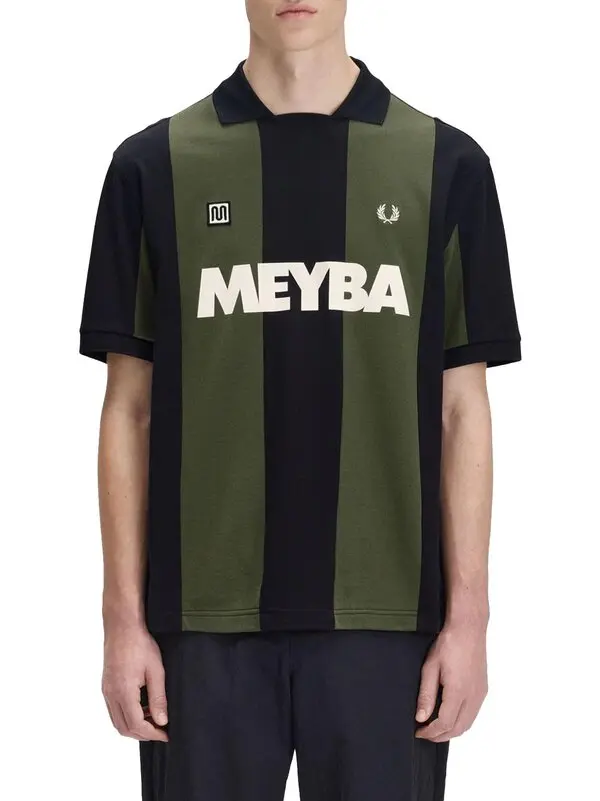 Fred Perry Striped Cotton Rugby Polo Shirt With Contrasting Embroidered Logo - Black