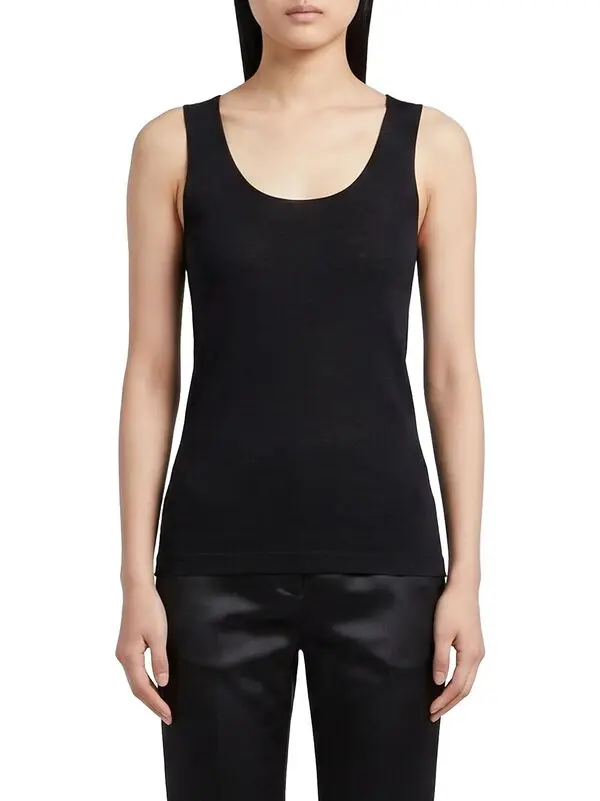 MAISON MARGIELA Slim Fit U-neck Cotton Tank Top - Black