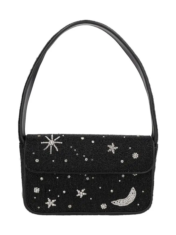 Staud Starry Night Crystal Shoulder Bag With Top Handle - Black