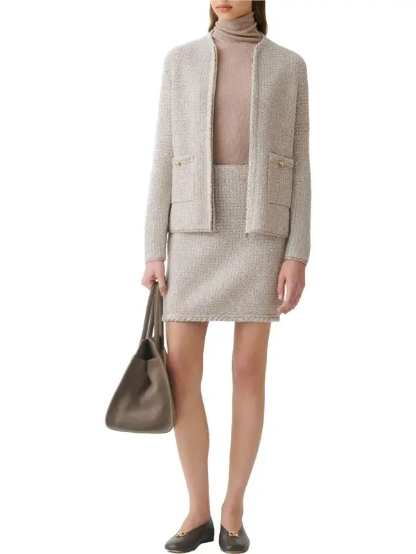 Fabiana Filippi High-waisted Tweed Pencil Mini Skirt - Grey