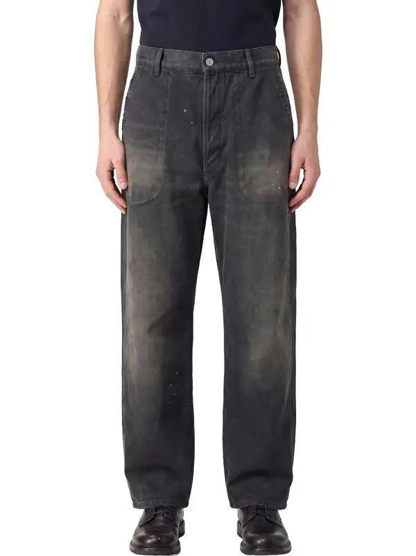 MAISON MARGIELA Wide-leg Cotton Denim Jeans With Worn Effect - Black