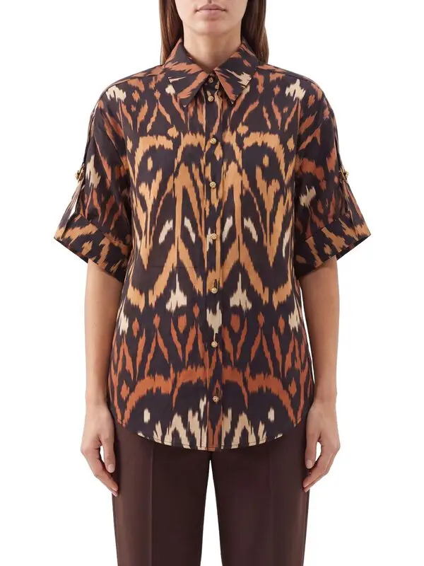 Zimmermann Printed Cotton Shirt - Brown