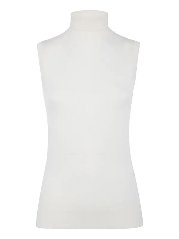 Sportmax Sleeveless Virgin Wool Turtleneck Top - White