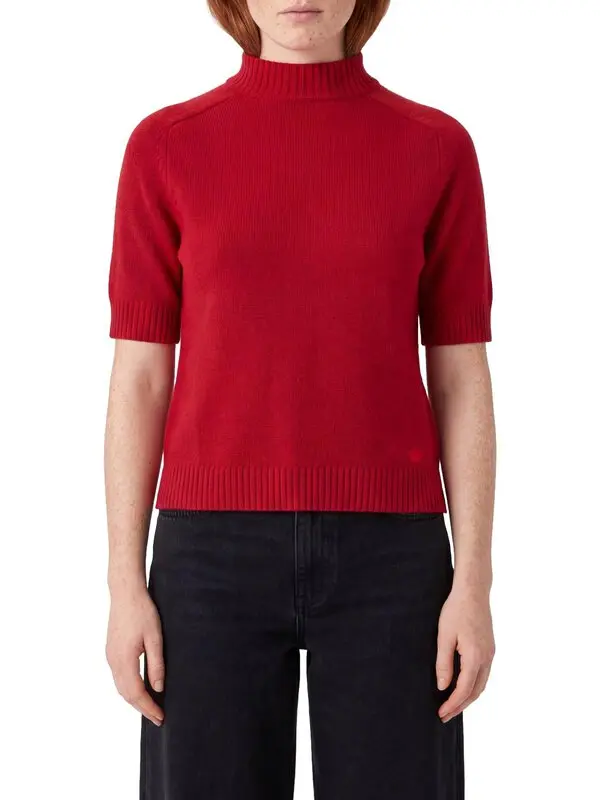 Loulou De Saison Ruth Slim Fit Short-sleeved Cashmere Turtleneck - Red