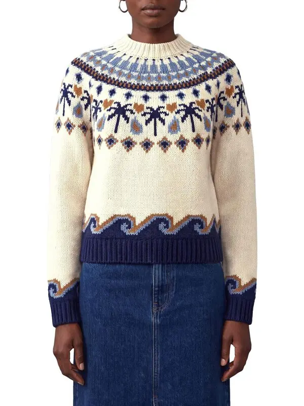 Alanui Virgin Wool Crewneck Sweater With Ethnic Jacquard Motif - Multicolor