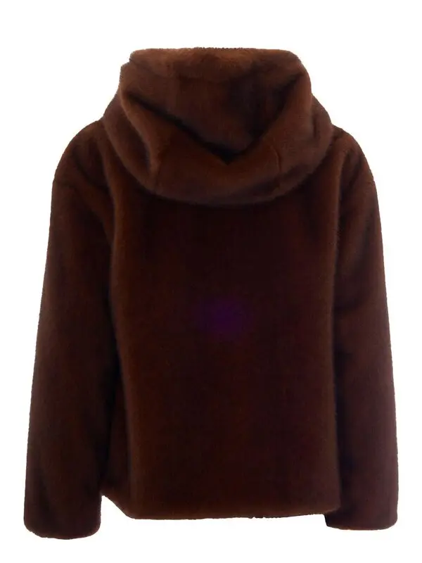 Herno Hooded Faux-fur Zip-up Jacket - Brown