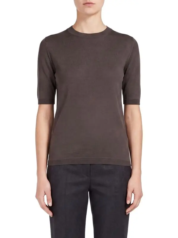 Max Mara Short-sleeved Silk And Cashmere Knit Top - Green
