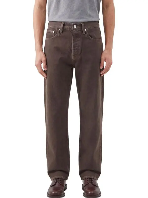 SUNFLOWER 5-pocket Wide-leg Jeans In Vintage Denim With Rear Logo Patch - Brown