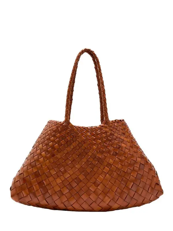 Dragon Diffusion Santa Croce Big Woven Leather Tote Bag - Tan