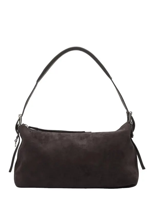 LEMAIRE Belted Baguette Suede Shoulder Bag - Brown