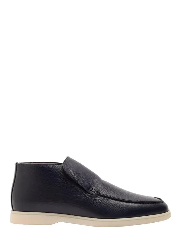 AURELIEN City Grained Leather Loafers - Navy