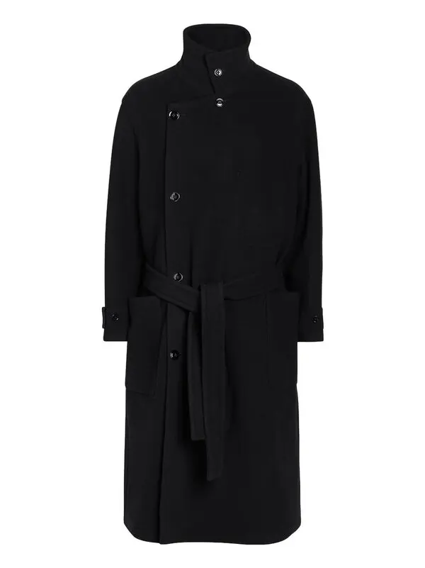 LEMAIRE Belted Wool Wrap Coat - Black
