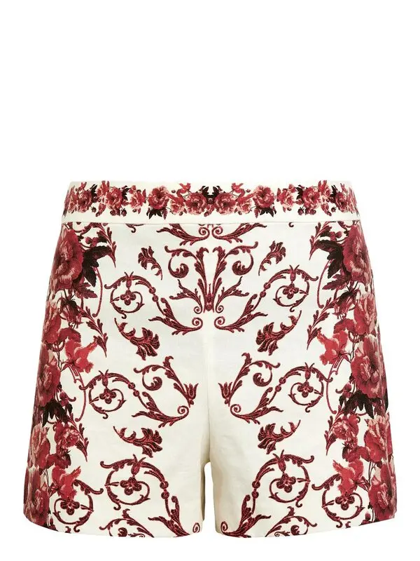 Alice + Olivia Hera Printed Linen-blend Shorts - Multicoloured