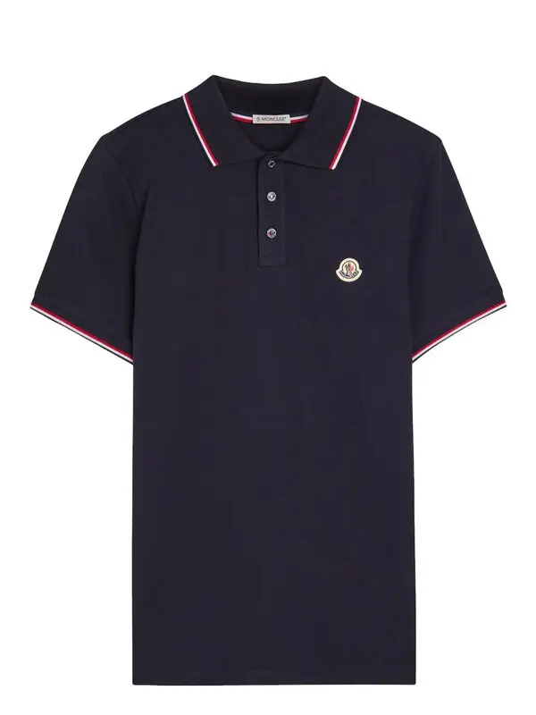 Moncler Logo-appliquéd Piqué Cotton Polo Shirt - Blue