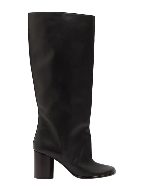 LEMAIRE Crease Sleeve 80 Leather Knee-high Boots - Black