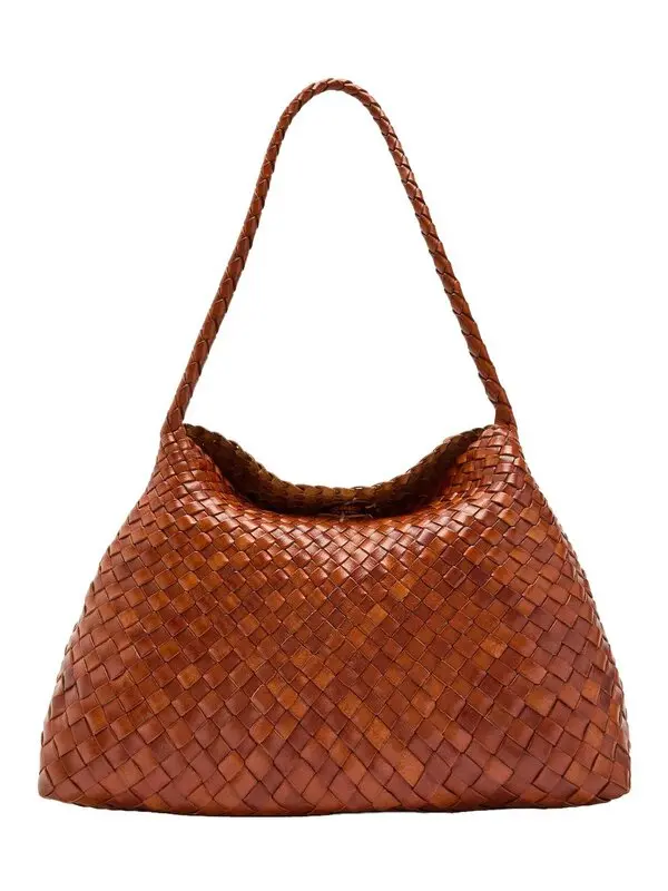 Dragon Diffusion Santa Maria Woven Leather Shoulder Bag - Tan