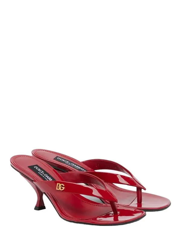 Dolce & Gabbana Patent Leather Thong Sandals - Red
