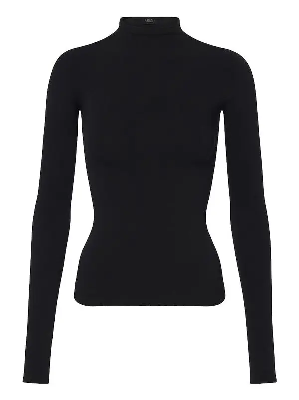 Gucci Jersey Turtleneck Top - Black