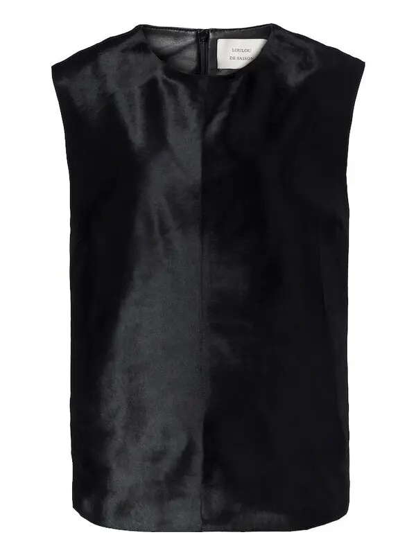 Loulou De Saison Juni Pony-effect Leather Top - Black