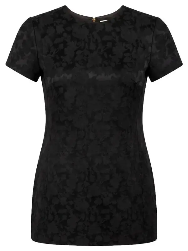 Saint Laurent Floral-jacquard Silk Dress - Black