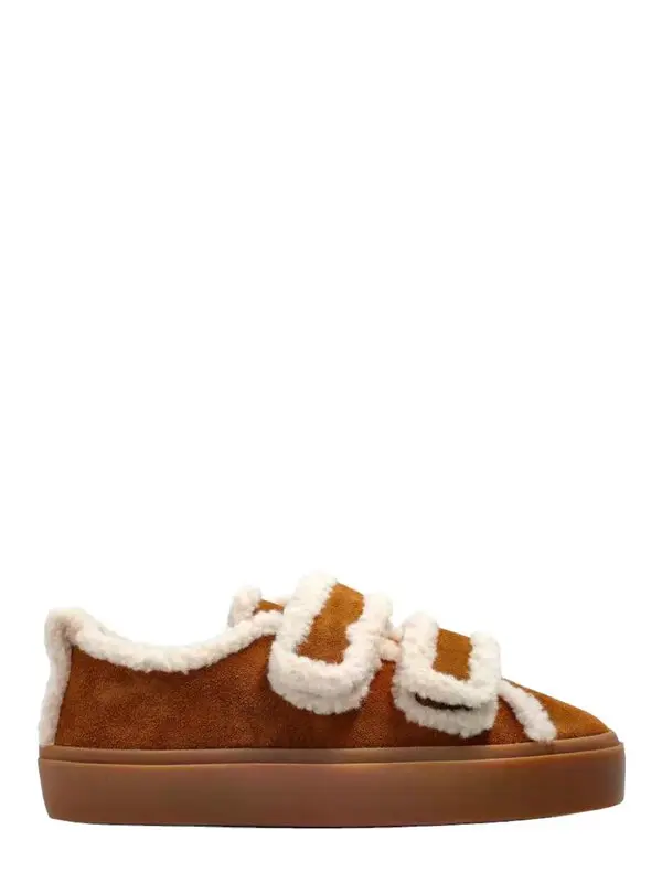 Inuikii Shearling Trim Touch-strap Low Top Sneakers - Brown
