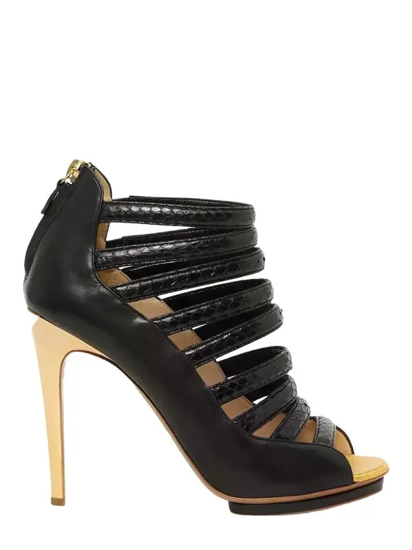 Linda Farrow Multi-strap Snakeskin Effect Sandals - Black
