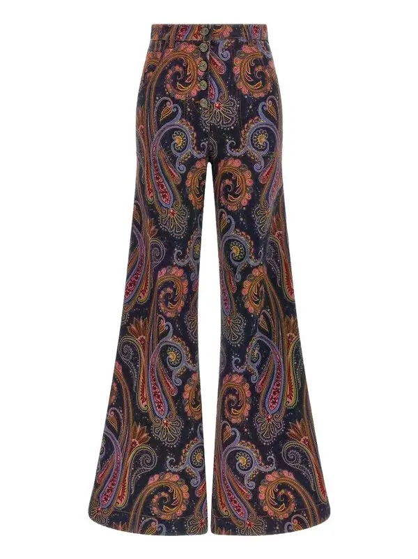 Etro Paisley Print Flared Jeans - Blue