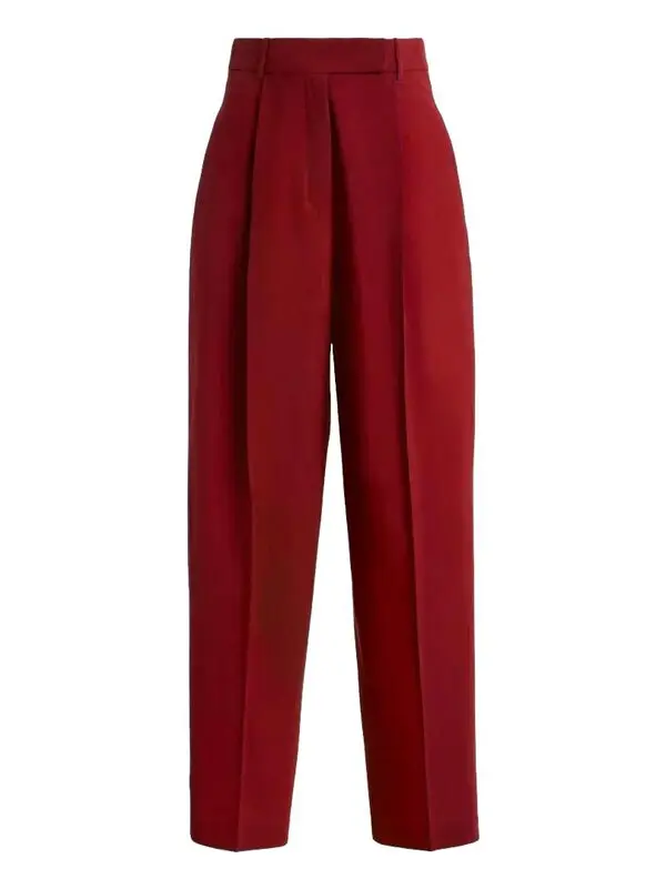 RÓHE Daria Pleated Wool Trousers - Red