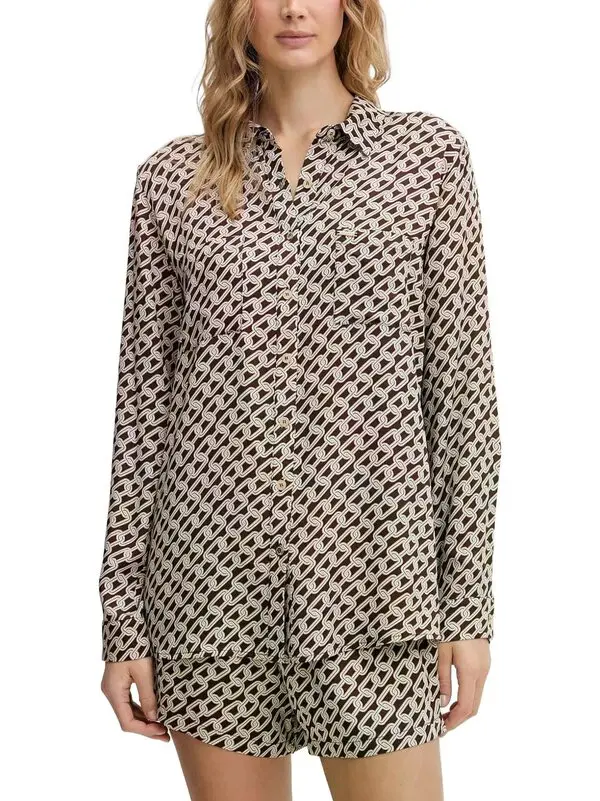 Melissa Odabash Millie Chain-print Button-up Shirt - Brown