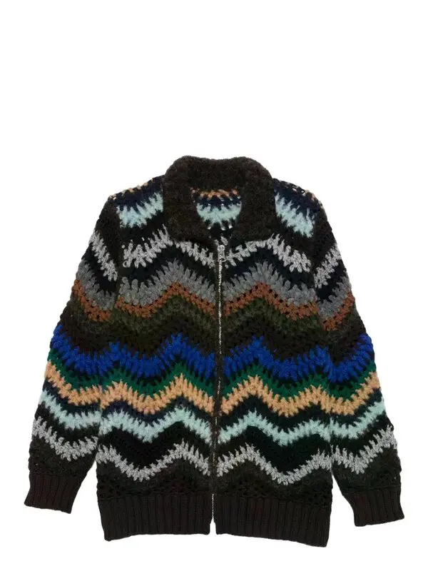 Sacai Panelled Wool-blend Coat - Brown