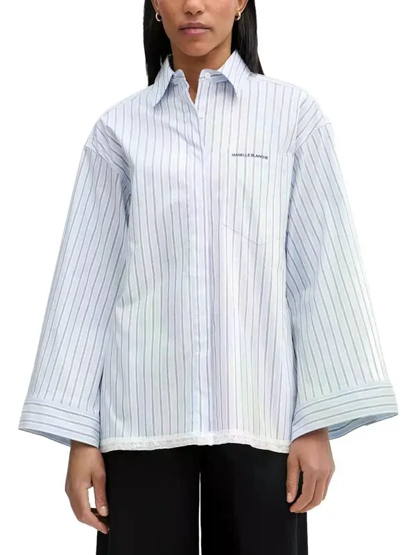 ISABELLE BLANCHE Striped Lace-trim Shirt - White