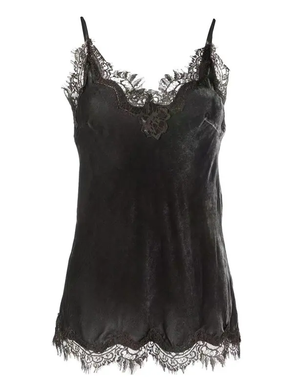 Gold Hawk Lace-trim Camisole Top - Grey