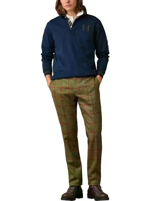 HACKETT LONDON Logo-patch Long-sleeve Polo Shirt - Blue