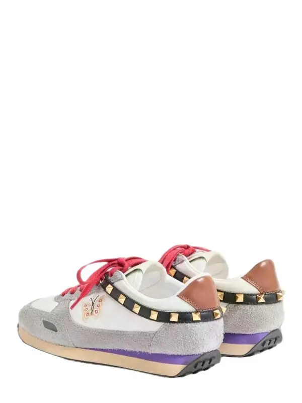 Valentino Garavani Studded Butterfly Embroidered Sneakers - White