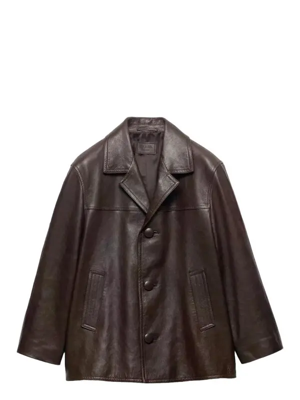 Prada Nappa Leather Caban Jacket - Brown