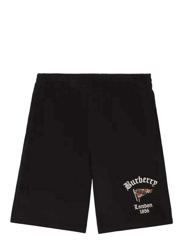 Burberry Cotton Bermuda Shorts With Embroidered Motif - Black