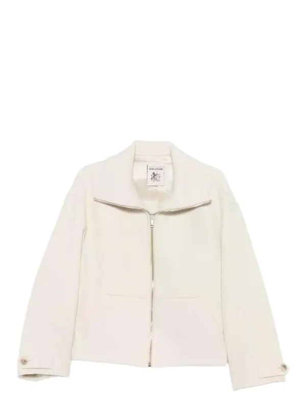 SEMICOUTURE Zip-up Button-cuff Jacket - Neutrals