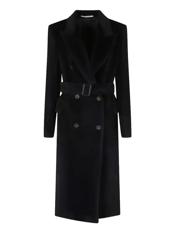Tagliatore Double-breasted Belted Coat - Blue