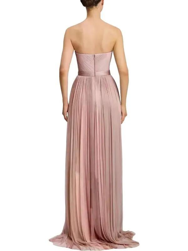 CRISTALLINI Estella Pleated Strapless Maxi Dress - Pink